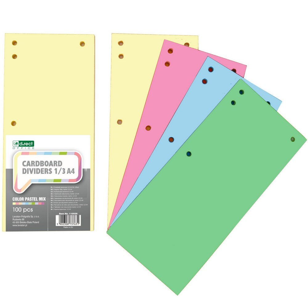 Separator carton, D.RECT, 1/3, 24x10.7cm, 100buc, Multiclor - eMAG.ro