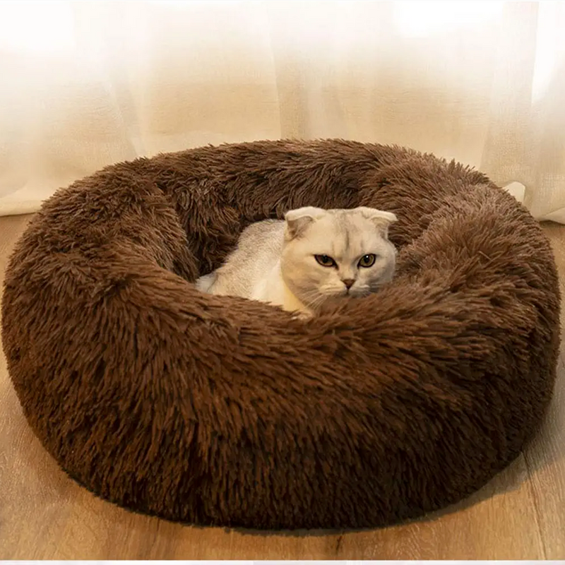 Pat pentru caini si pisici, Ronyes Rotund Plush confortabil Culcus ...