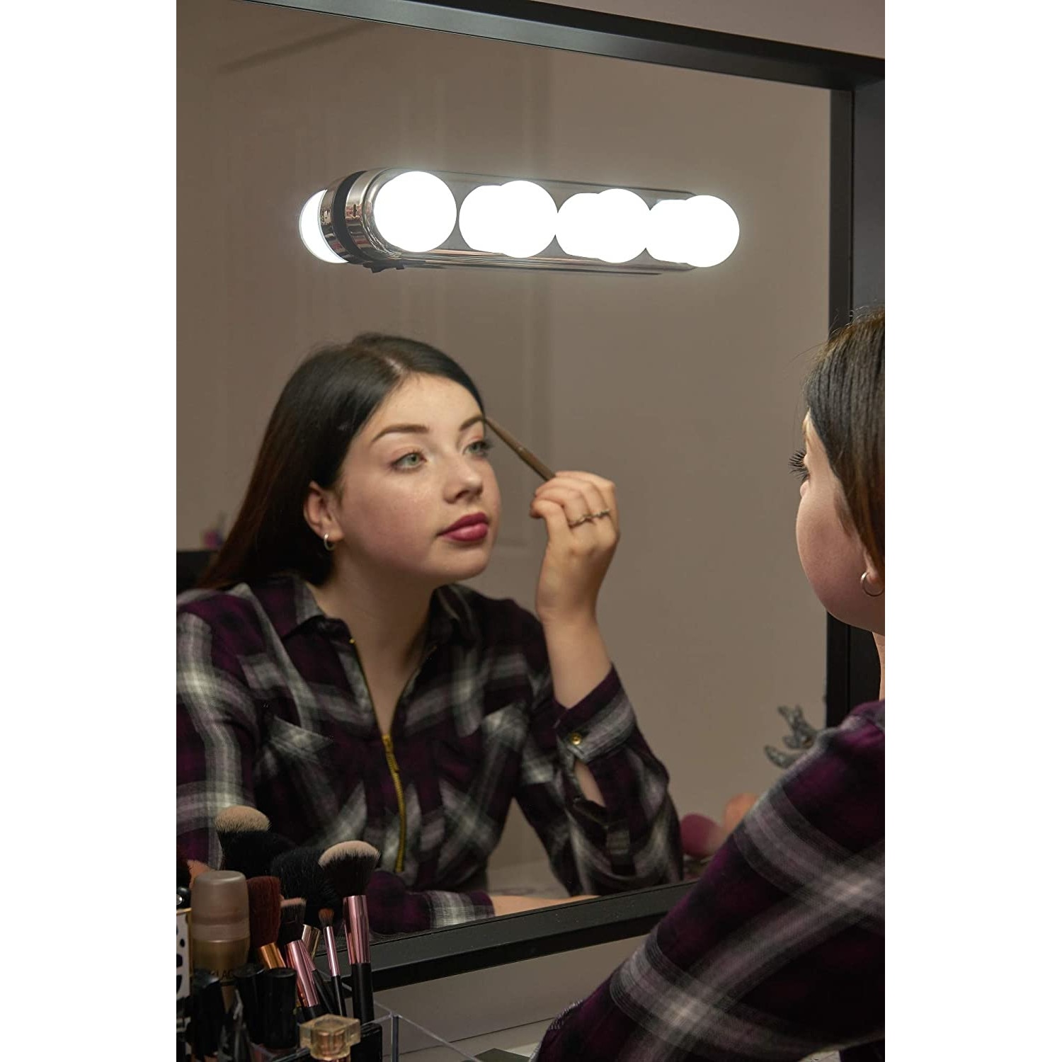Lampa LED, pentru oglinda de make-up, 4 Becuri Puternice, Buton On/Off ...
