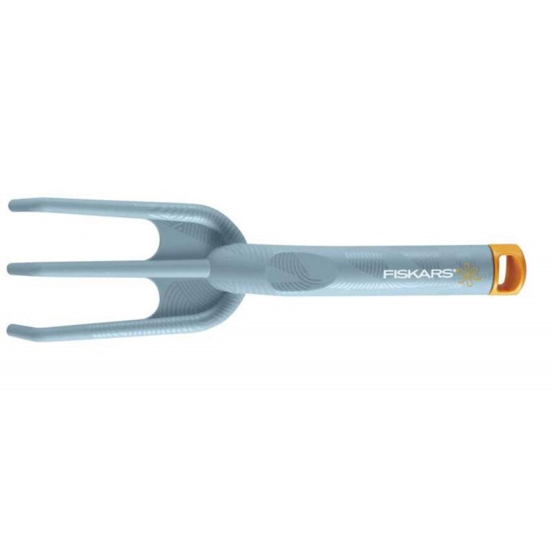 Mini-cultivator cu 3 dinti, Fiskars, Plastic, Gri/Portocaliu - eMAG.ro