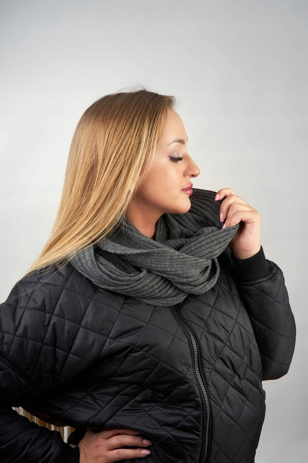 Fular circular dama Brodrene, Acril, 70x40 cm, Gri - eMAG.ro