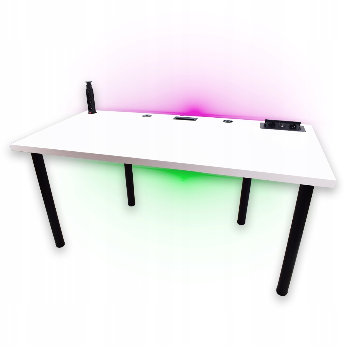 Birou gaming, 155005026, banda LED cu telecomanda, picioare reglabile ...