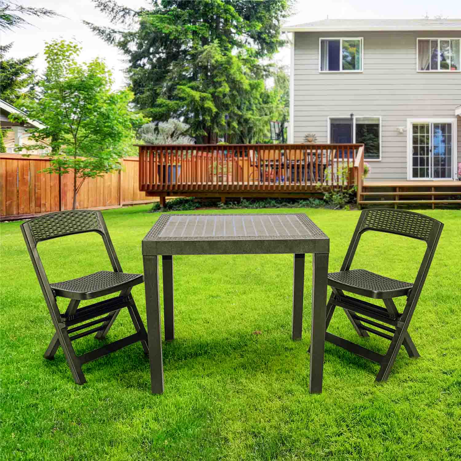 Set 2 scaune + masa, Frankystar, Polipropilena, Scaune pliabile, Negru ...