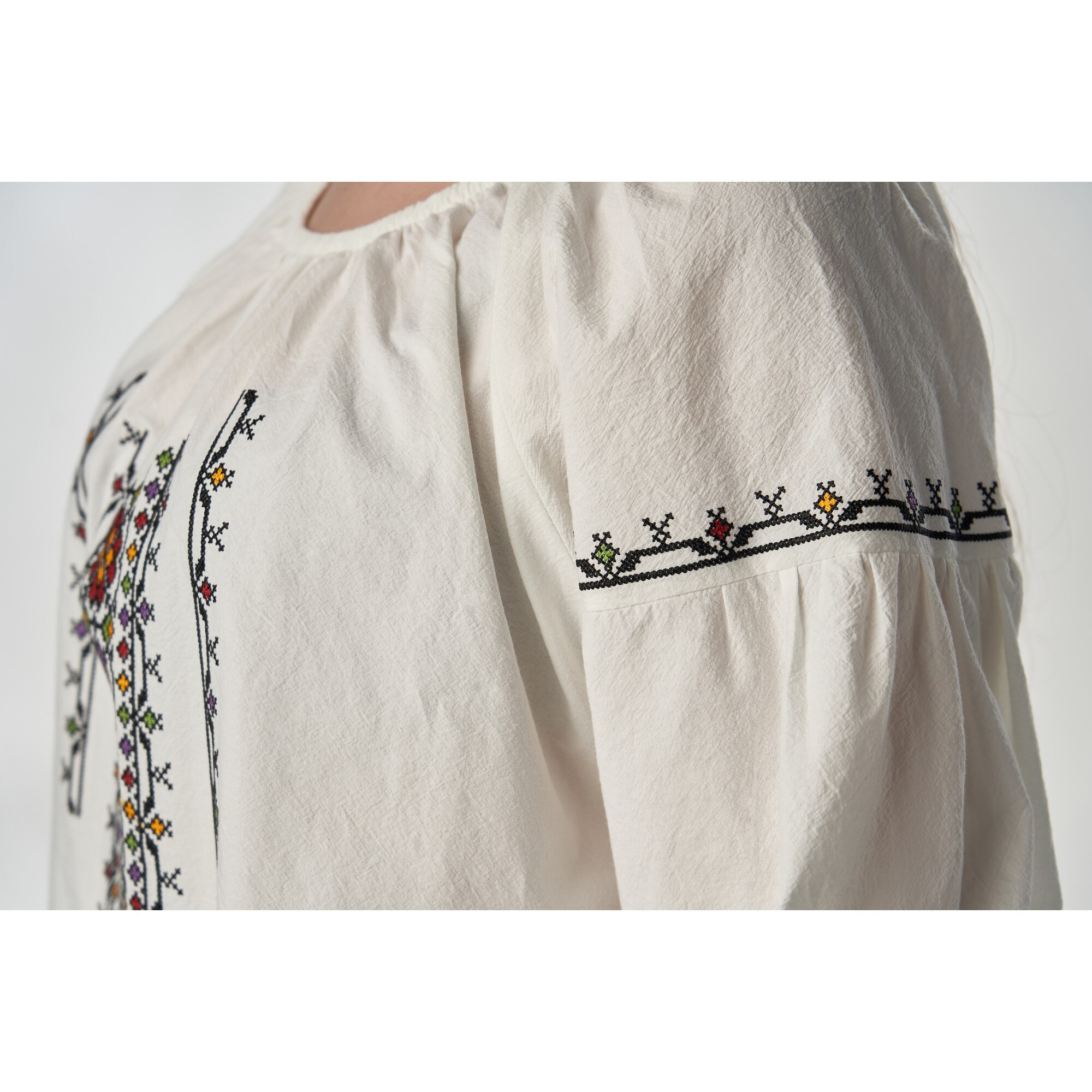 Ie traditionala Matilda, din panza topita de bumbac 100%, L, alba, cu ...