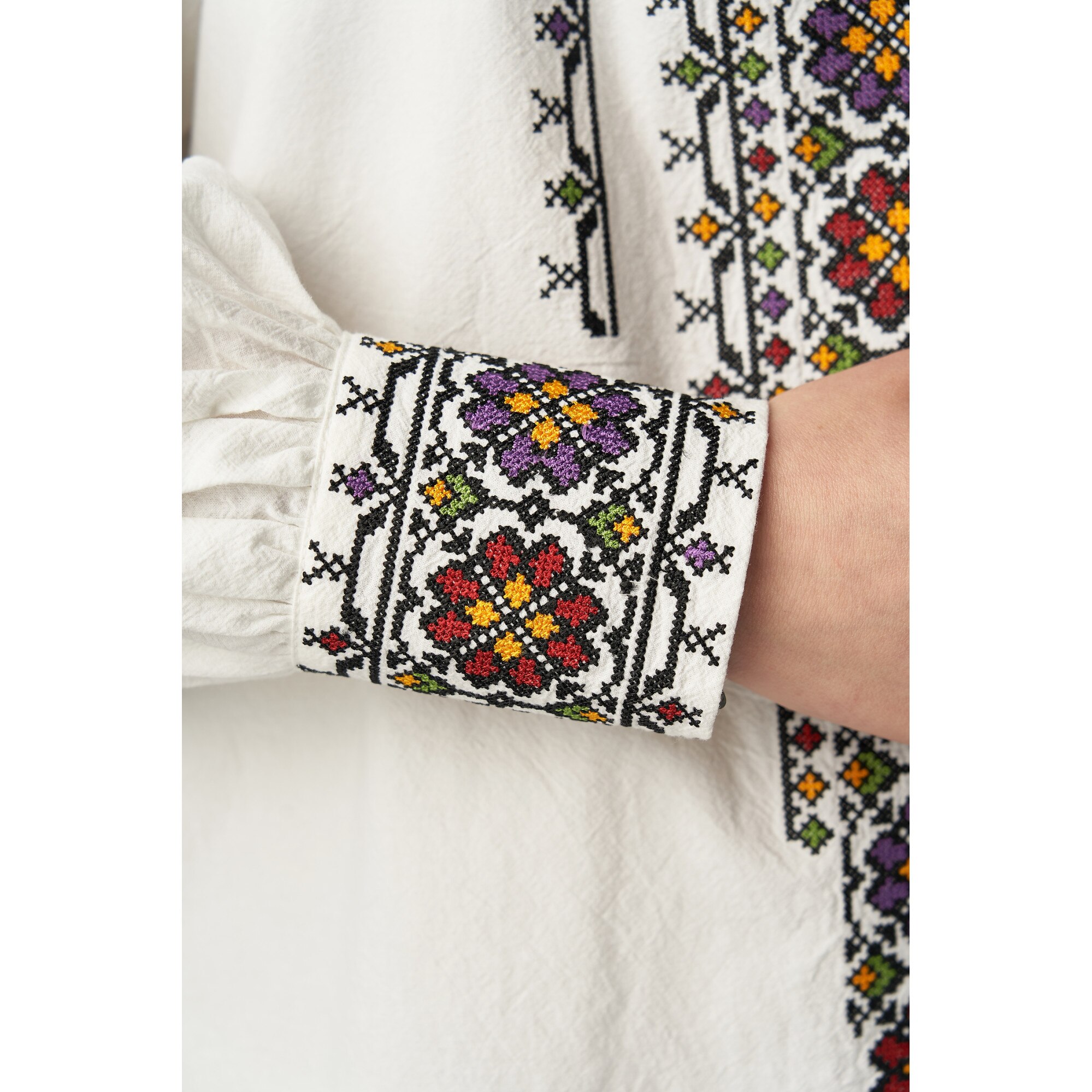 Ie traditionala Matilda, din panza topita de bumbac 100%, L, alba, cu ...