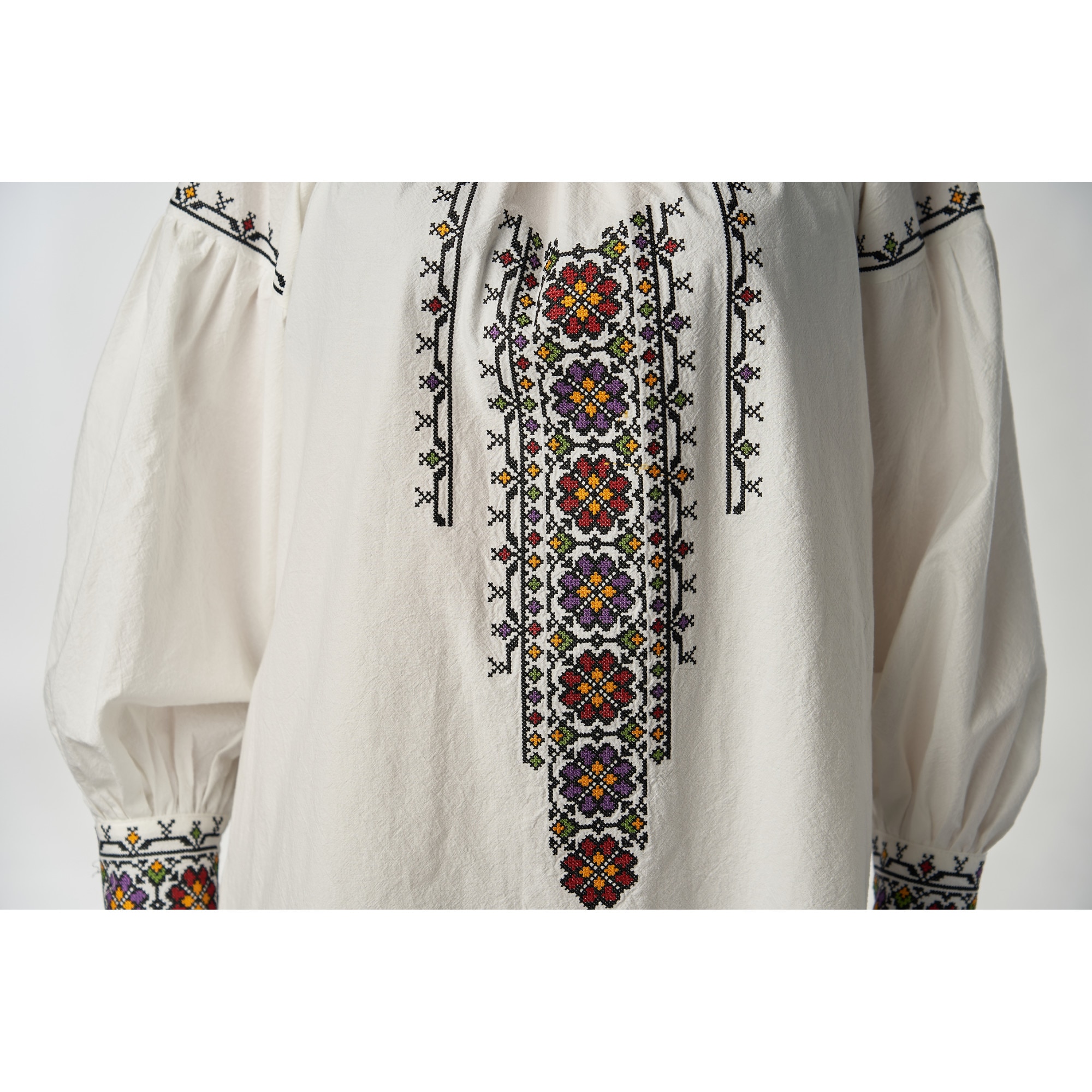 Ie traditionala Matilda, din panza topita de bumbac 100%, L, alba, cu ...