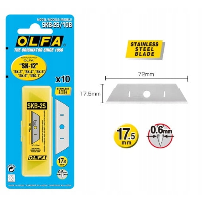 Set 10 lame trapezoidale pentru cutit SK-12, Olfa, SKB-2S, Otel inoxidabil, Argintiu - eMAG.ro