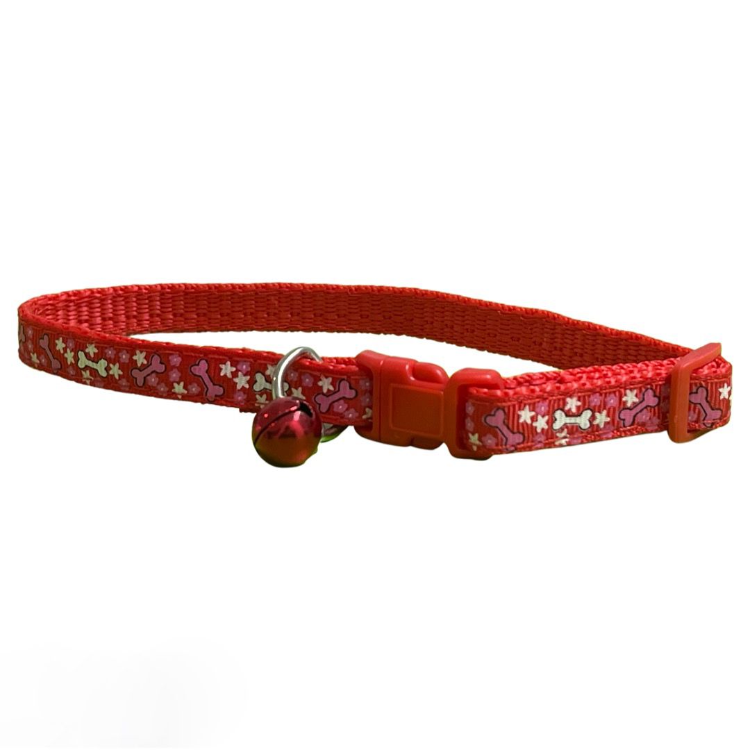 Zgarda pentru pisici si catei de talie mica, 31 cm, cu clopotel, rosie ...