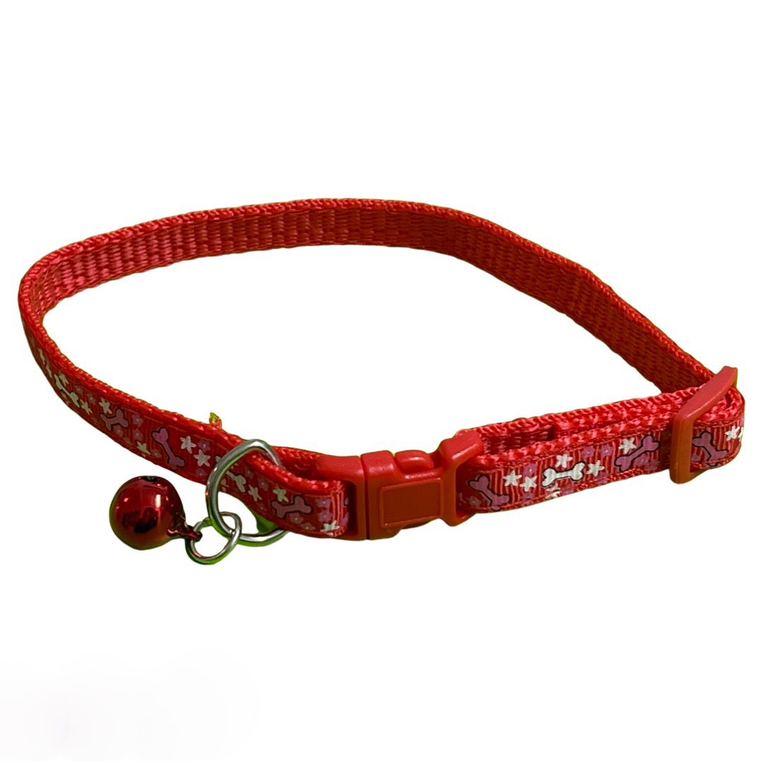 Zgarda pentru pisici si catei de talie mica, 31 cm, cu clopotel, rosie ...