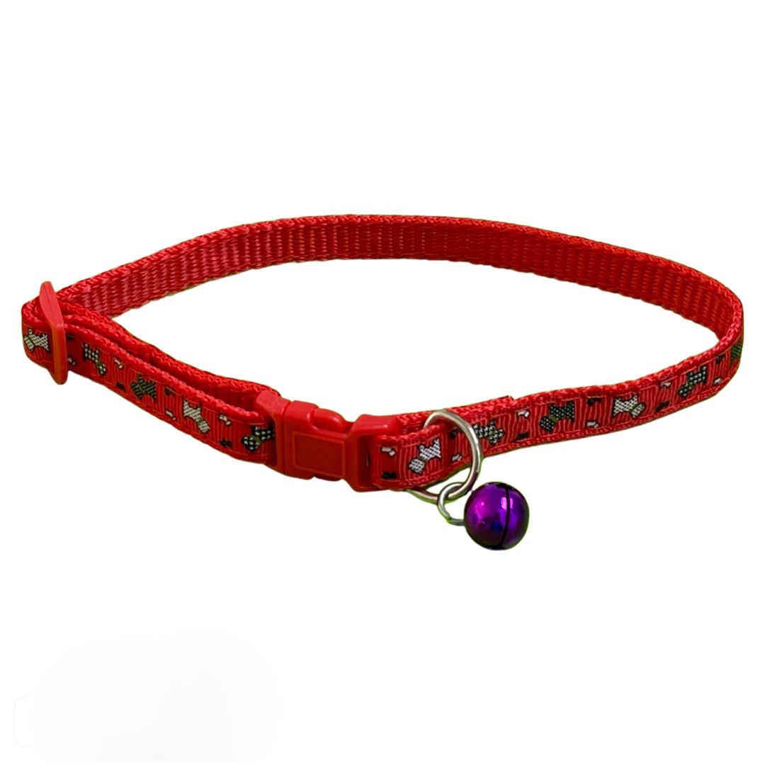 Zgarda pentru pisici si catei de talie mica, 31 cm, rosie cu clopotel ...