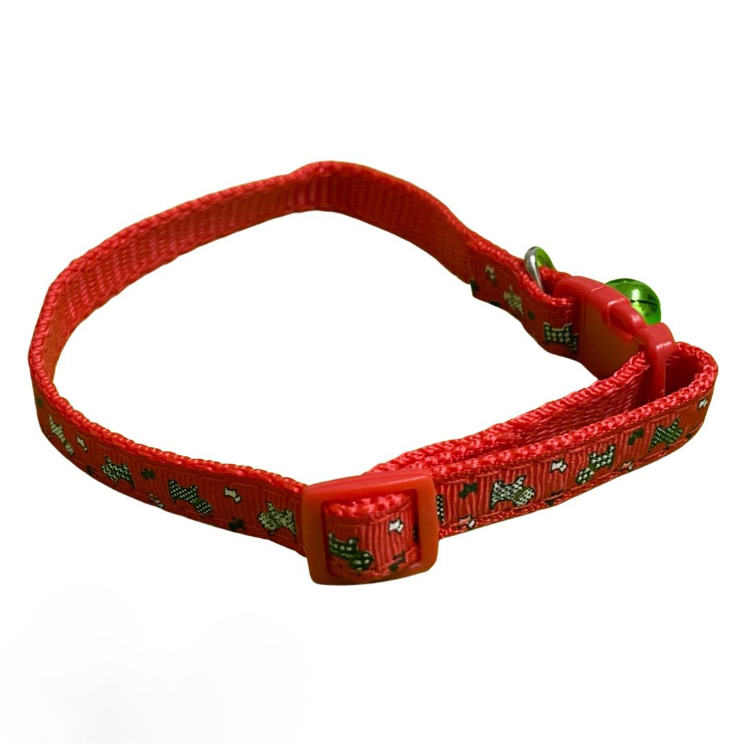 Zgarda pentru pisici si catei de talie mica, 32 cm, rosie cu clopotel ...