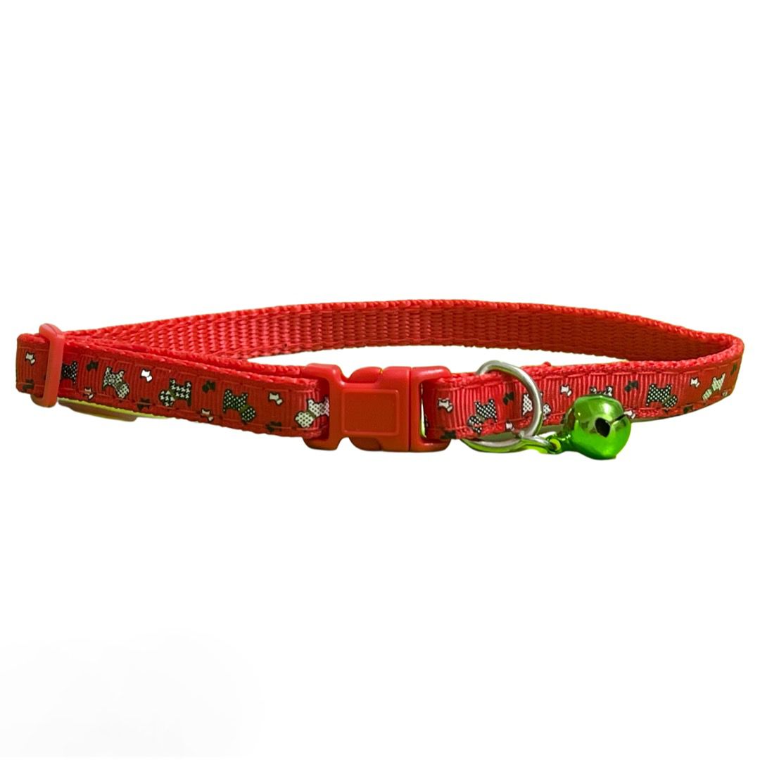 Zgarda pentru pisici si catei de talie mica, 32 cm, rosie cu clopotel ...