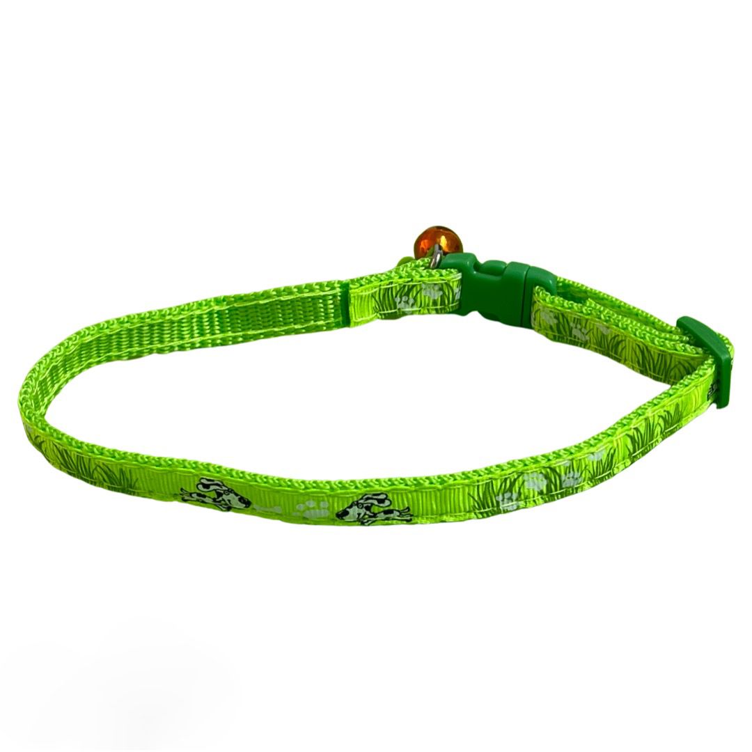 Zgarda pentru pisici si catei de talie mica, 31 cm, verde cu clopotel ...