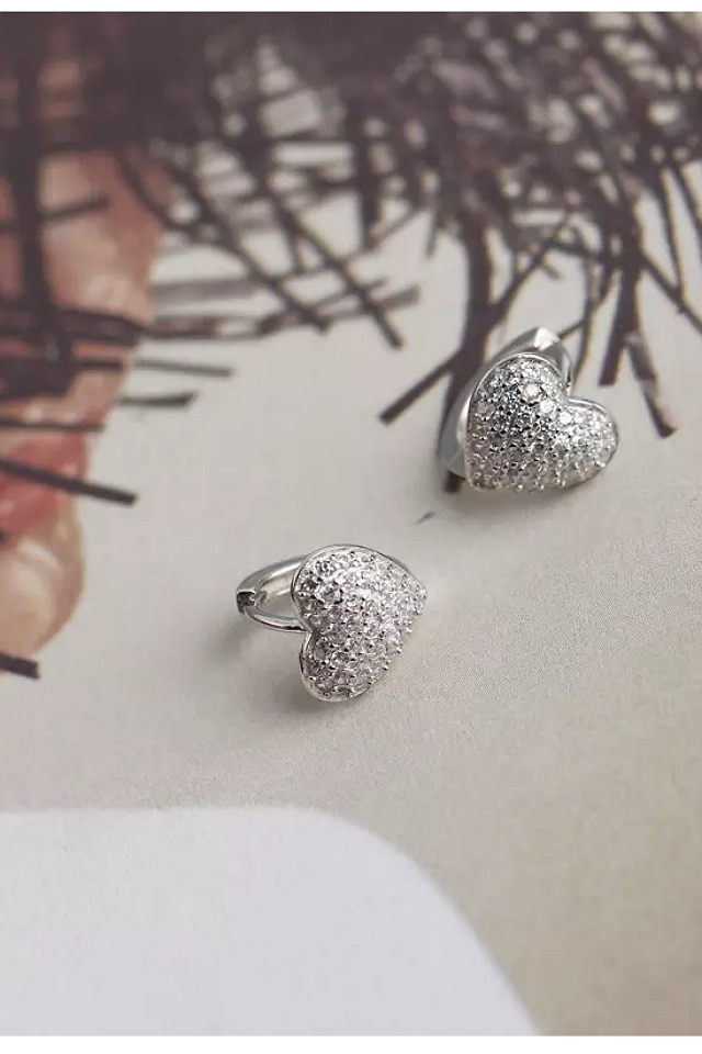 Cercei inimioara, argint placat cu rodiu, cu pietre, Efyra - eMAG.ro