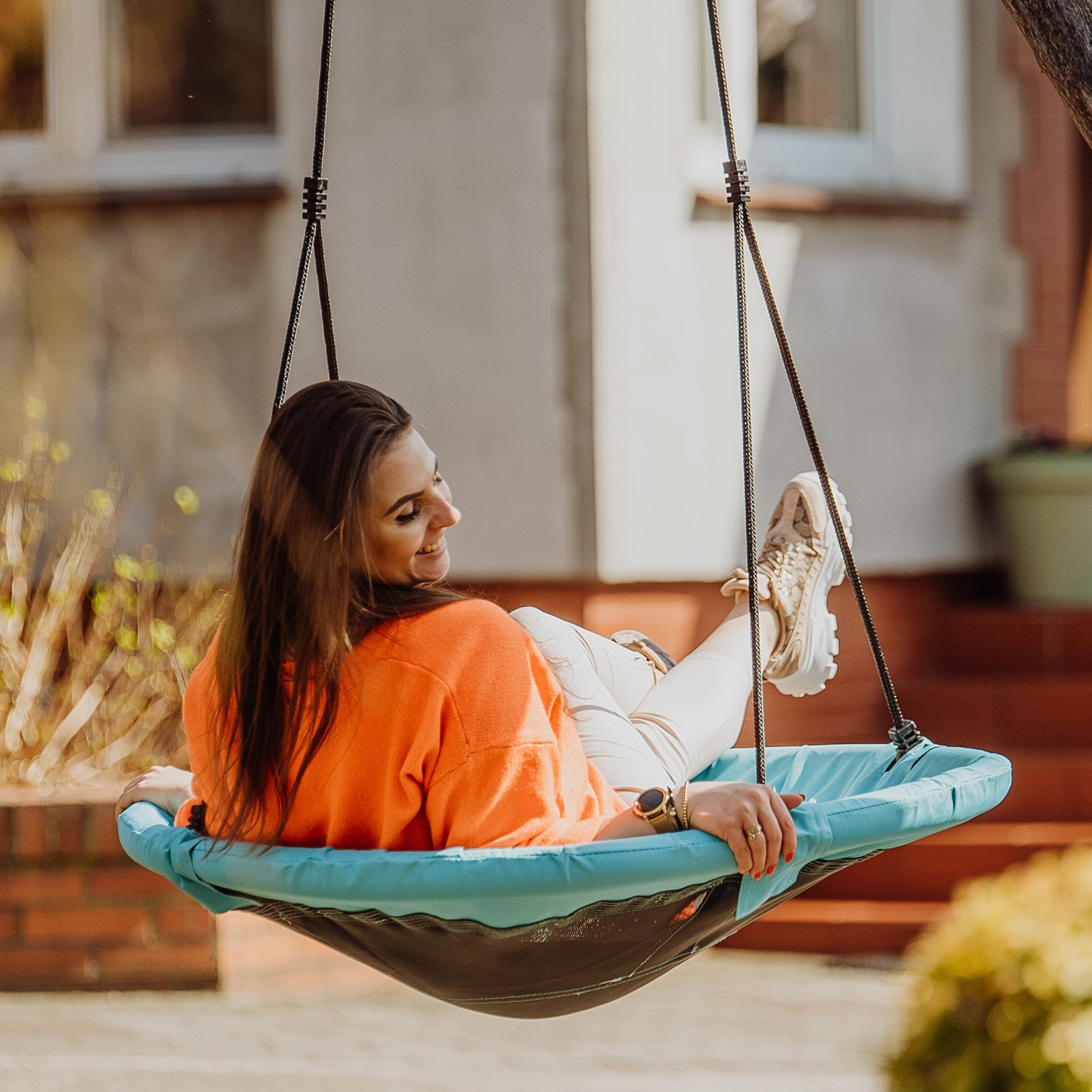 Leagan cuib pentru copii Lehmann Sway, diametru 100 cm, Albastru - eMAG.ro