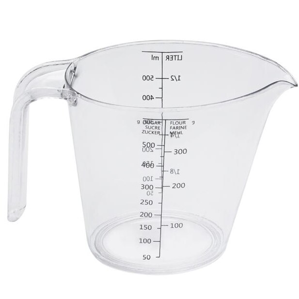 Cana gradata cu ml si g, din plastic, Herum®, Transparent, 500 ml - eMAG.ro