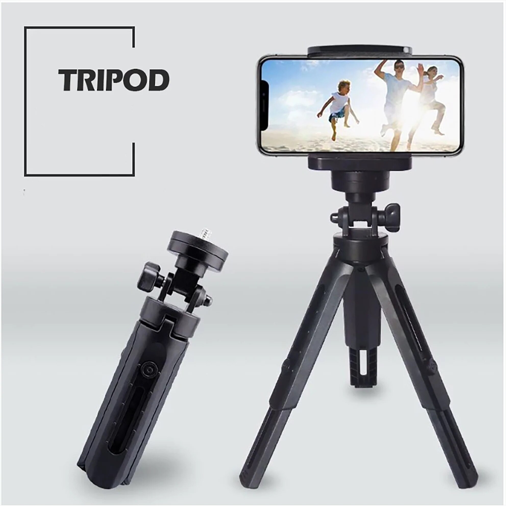 Mini trepied camera/telefon, universal, rotativ 360°, negru - eMAG.ro