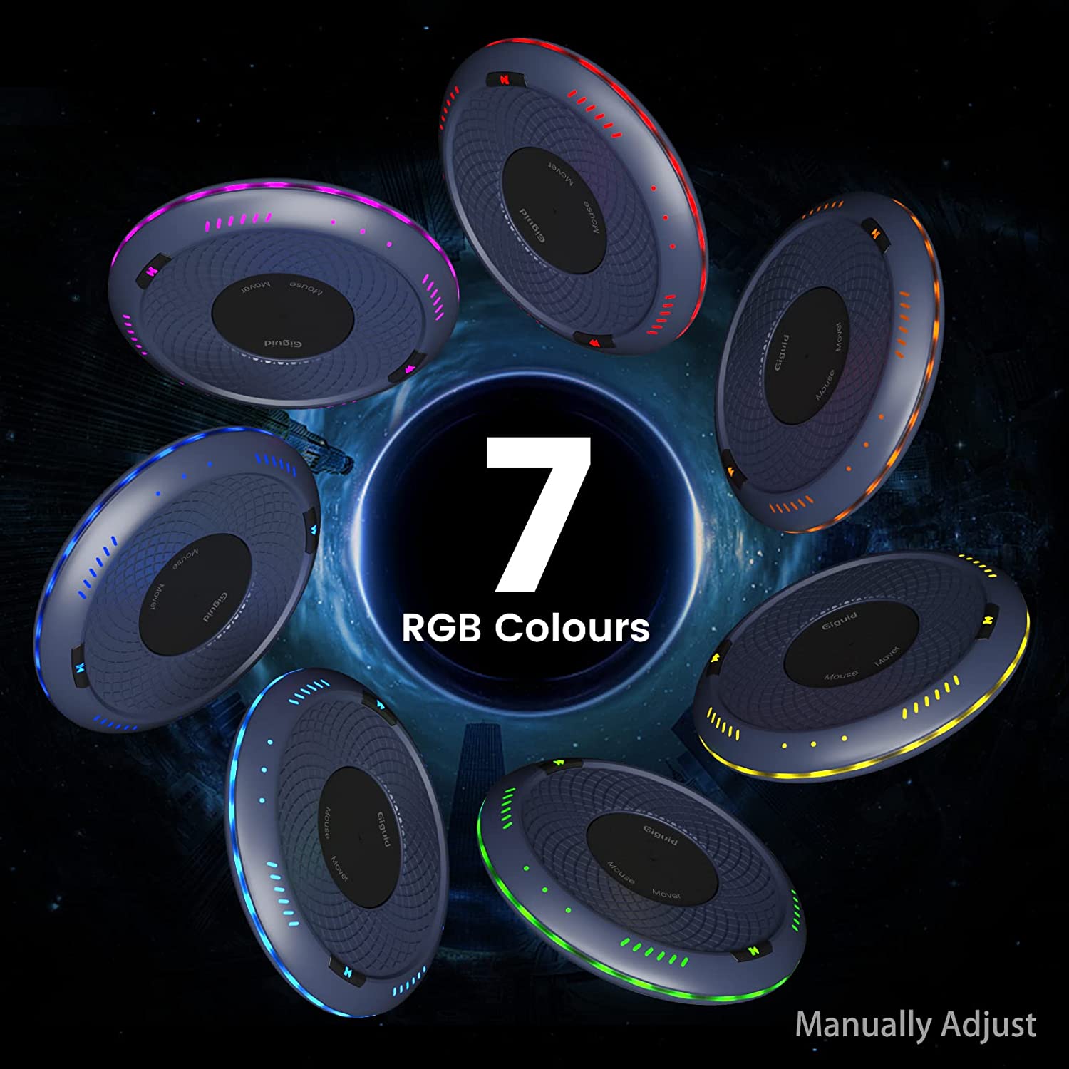 USB jiggler мишка с RGB LED, plug & play, с таймер, бутон за включване ...