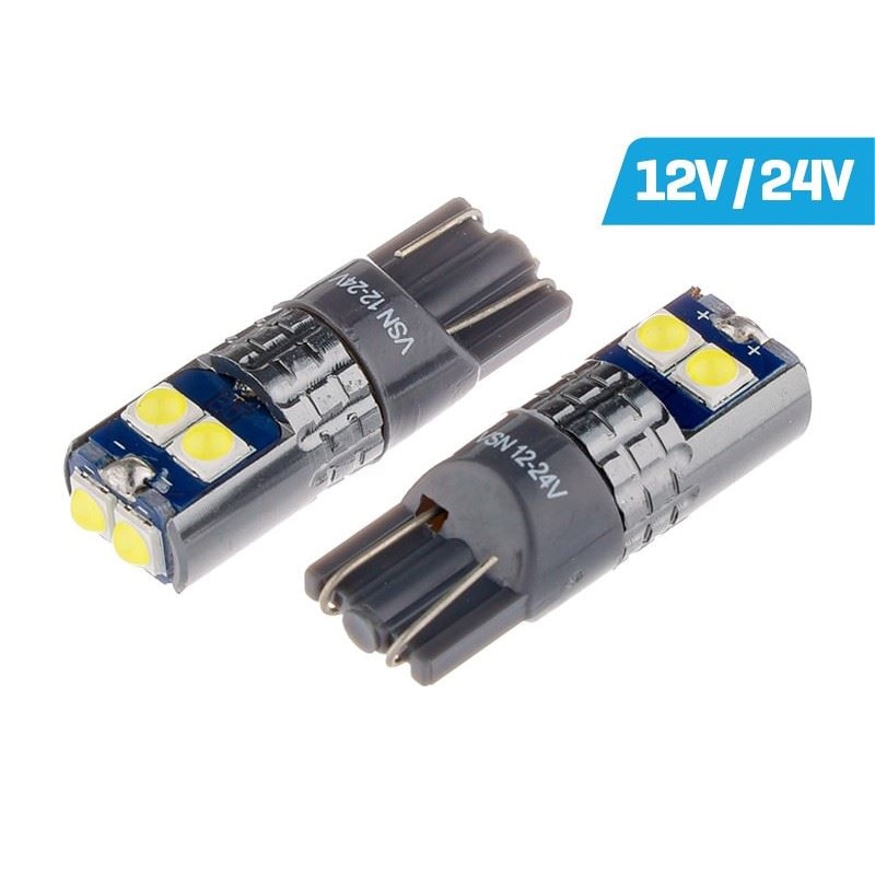 Set 2 becuri T10, 6 LED-uri, 12/24V, W5W Canbus 58275 Vision - eMAG.ro