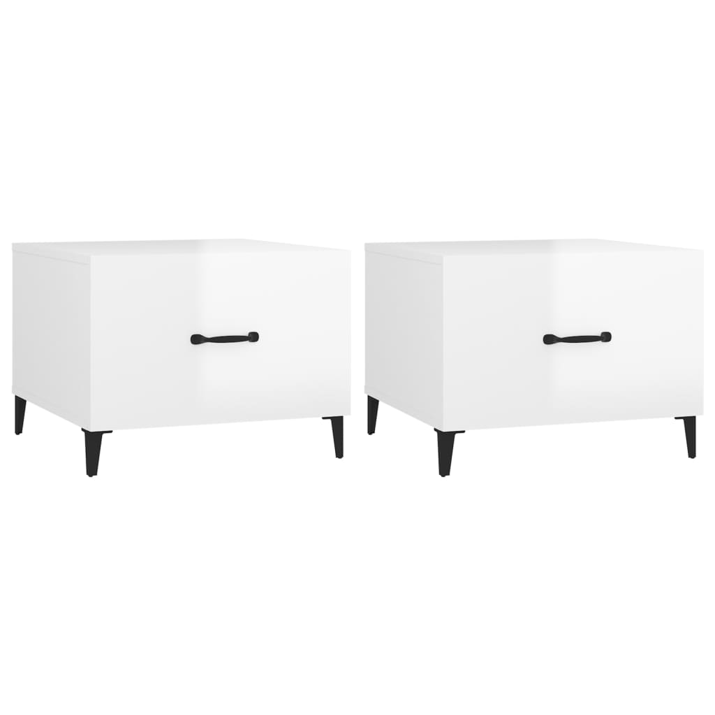 Set Masute cafea picioare metalice vidaXL, 2 piese, alb extralucios ...