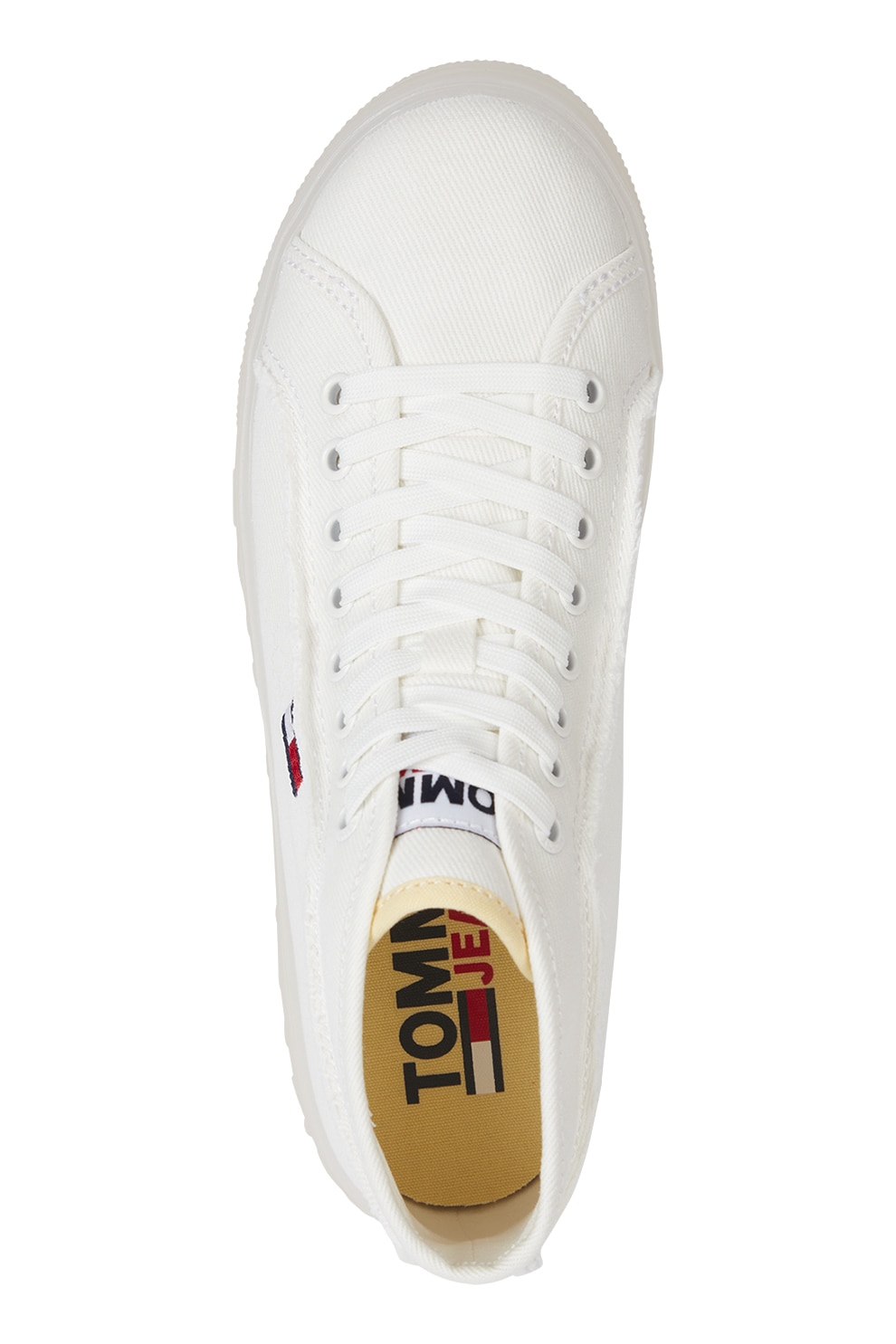 Tommy Jeans, Tenisi flatform cu detalii nefinisate, Alb, Bej, 39 - eMAG.ro