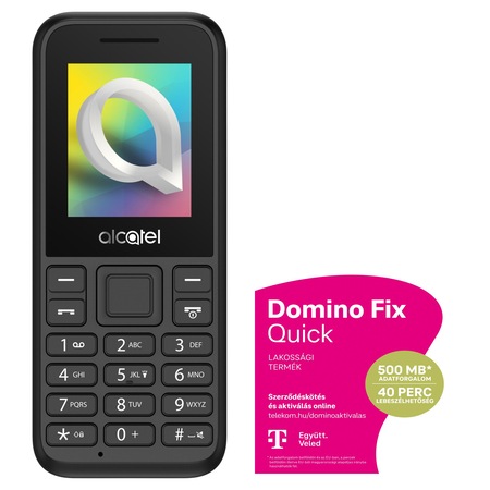 Alcatel 1068G Feltöltőkártyás Mobiltelefon, fekete + Telekom Domino ...