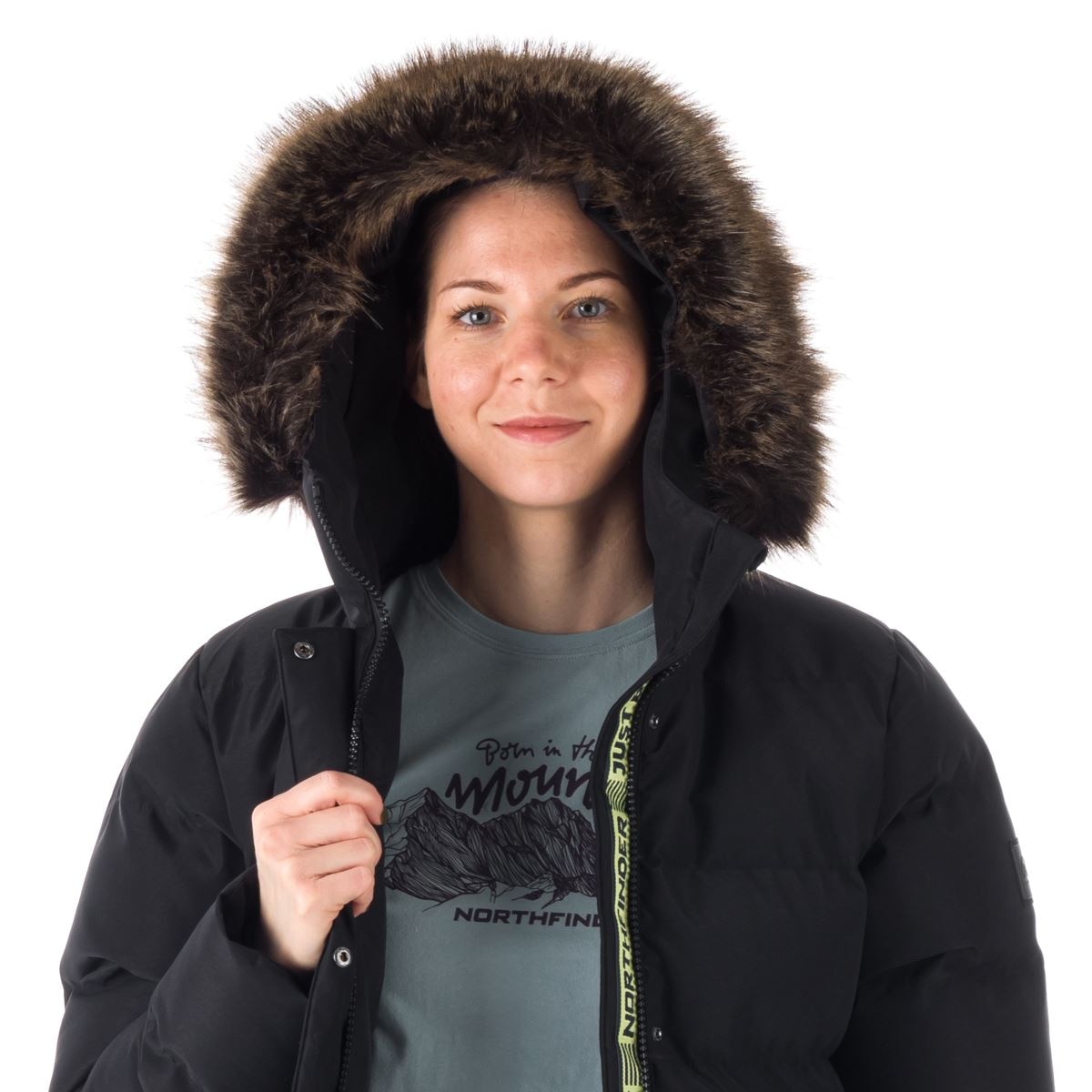 Geaca sport femei lunga matlasata cu gluga 5k/5k NORTHFINDER BU-6072SP ...