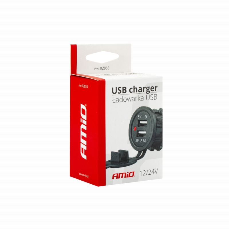 Priza cu 2 USB incarcare rapida, 12-24V, 2.1-1.0A, Led rosu ...