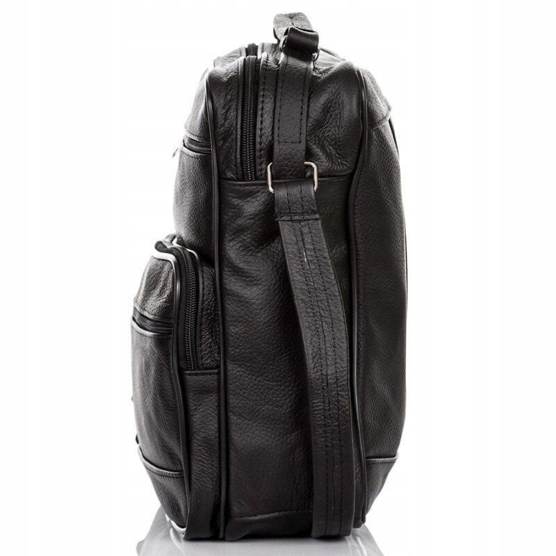 Geanta barbati Paolo Peruzzi, Piele naturala, 29.5x24x10 cm, Negru ...