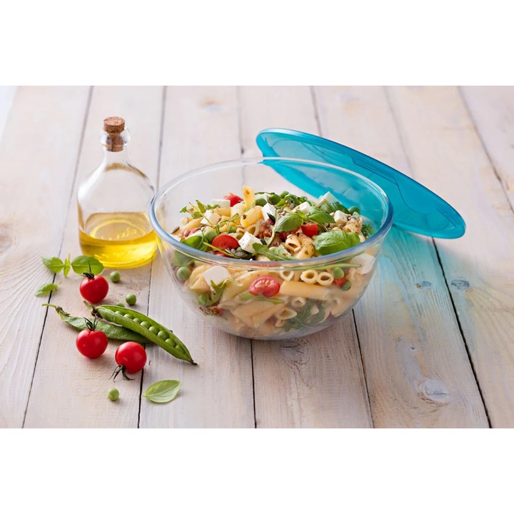 Bol cu capac, din sticla termorezistenta, 16cm/1L, "Prep&Store" - Pyrex ...