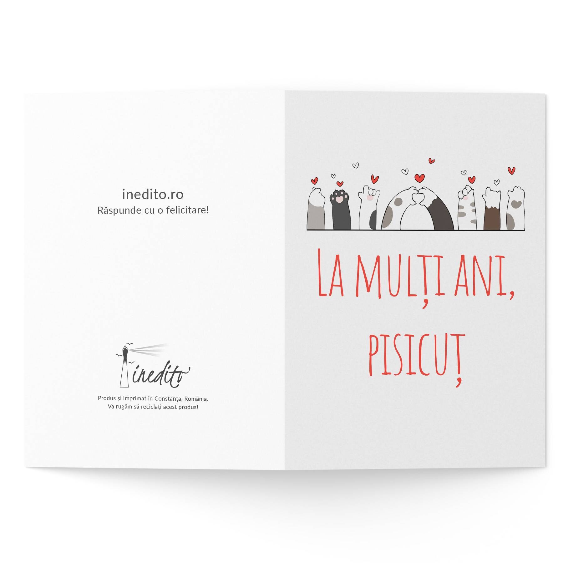 Felicitare 100% reciclata cu plic, hartie texturata premium - cu labute ...