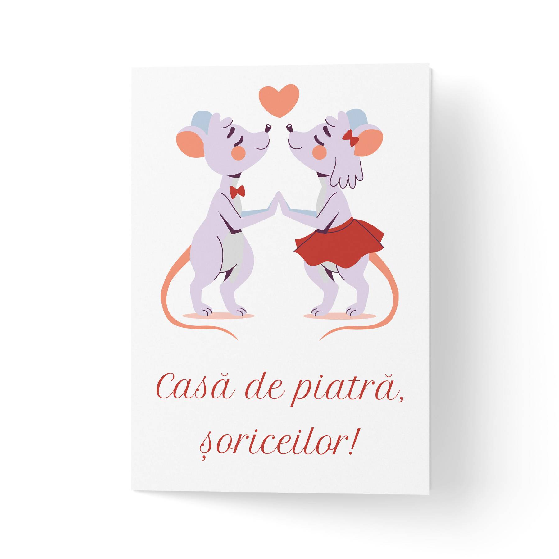 Felicitare cu plic, hartie texturata premium - pentru nunta cu soricei ...