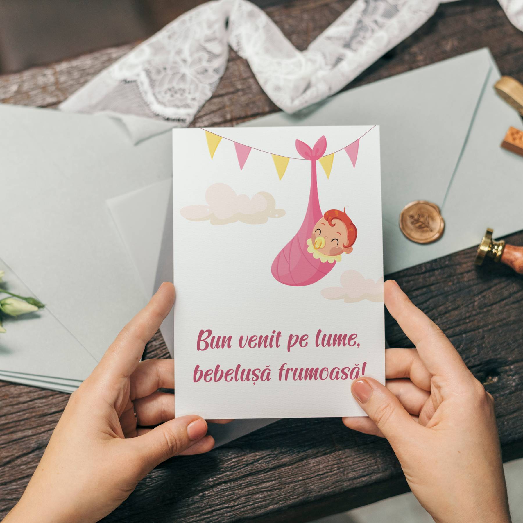 Felicitare 100% reciclata cu plic, hartie texturata premium - nou ...