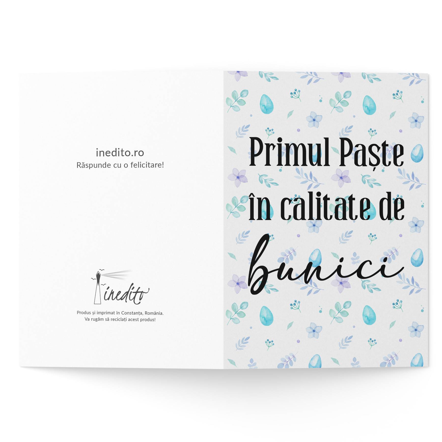 Felicitare cu plic, hartie texturata premium - "Bunici de Paste ...