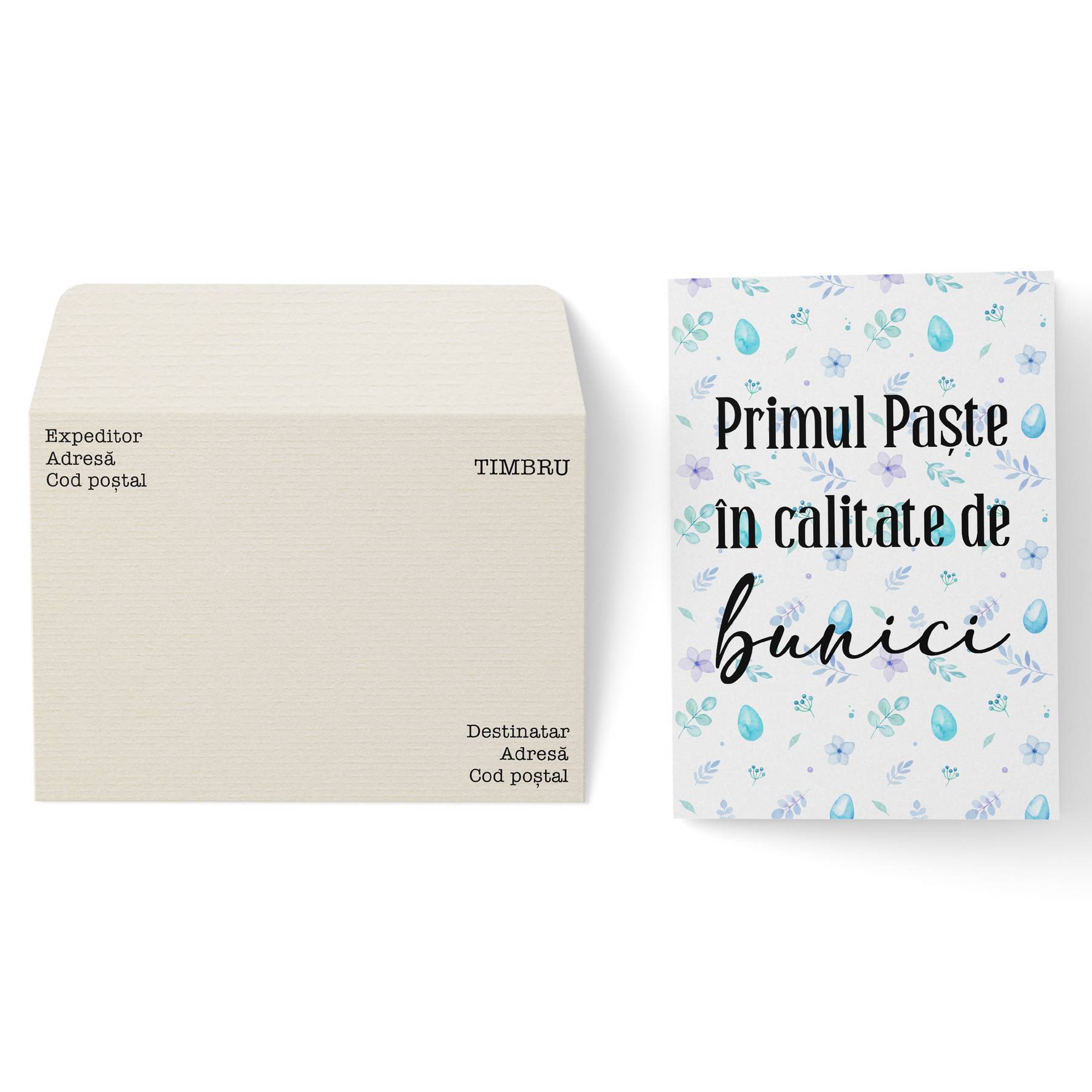 Felicitare cu plic, hartie texturata premium - "Bunici de Paste ...