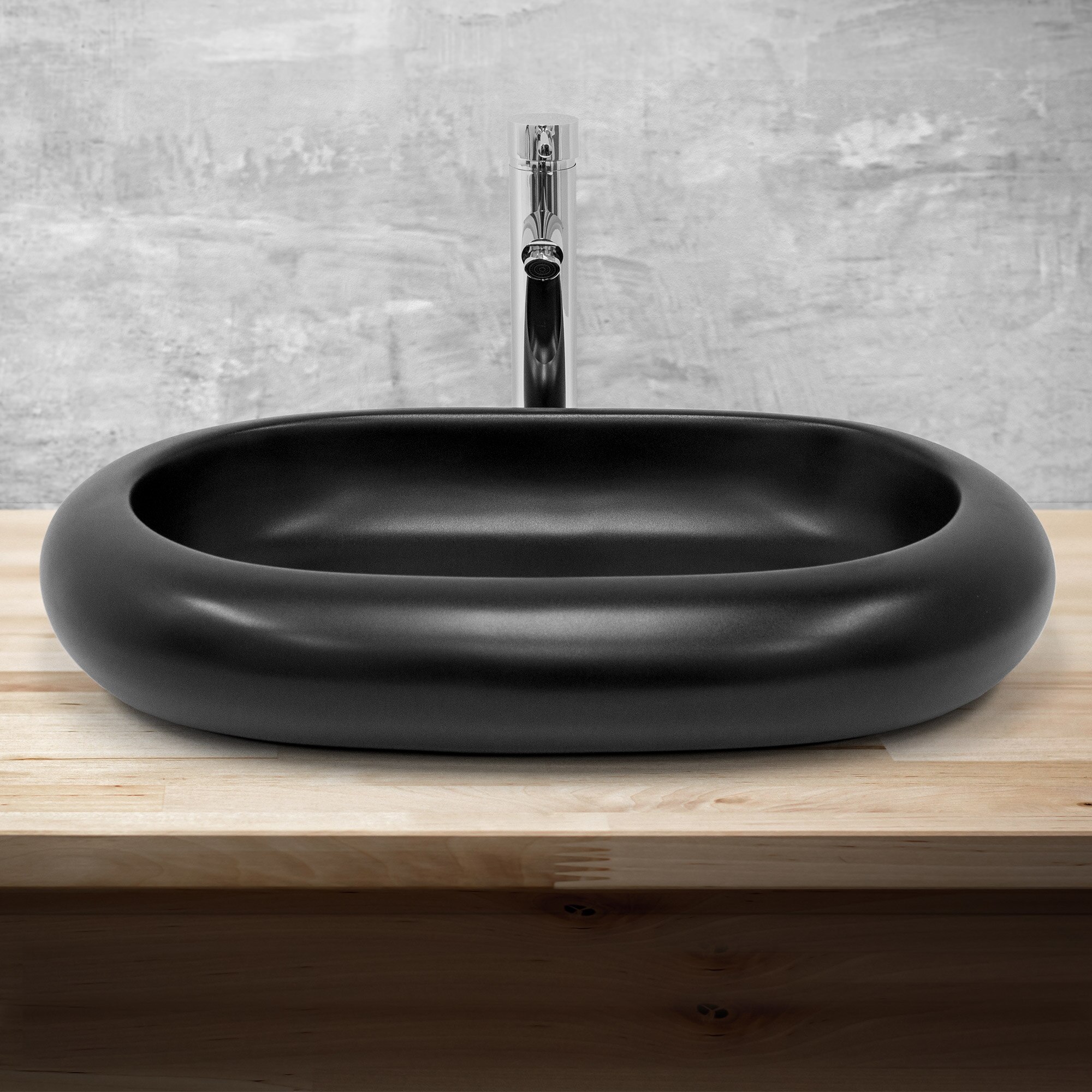 Lavoar din ceramica, ECD Germany, 630 x 420 x 120 mm, negru, design ...