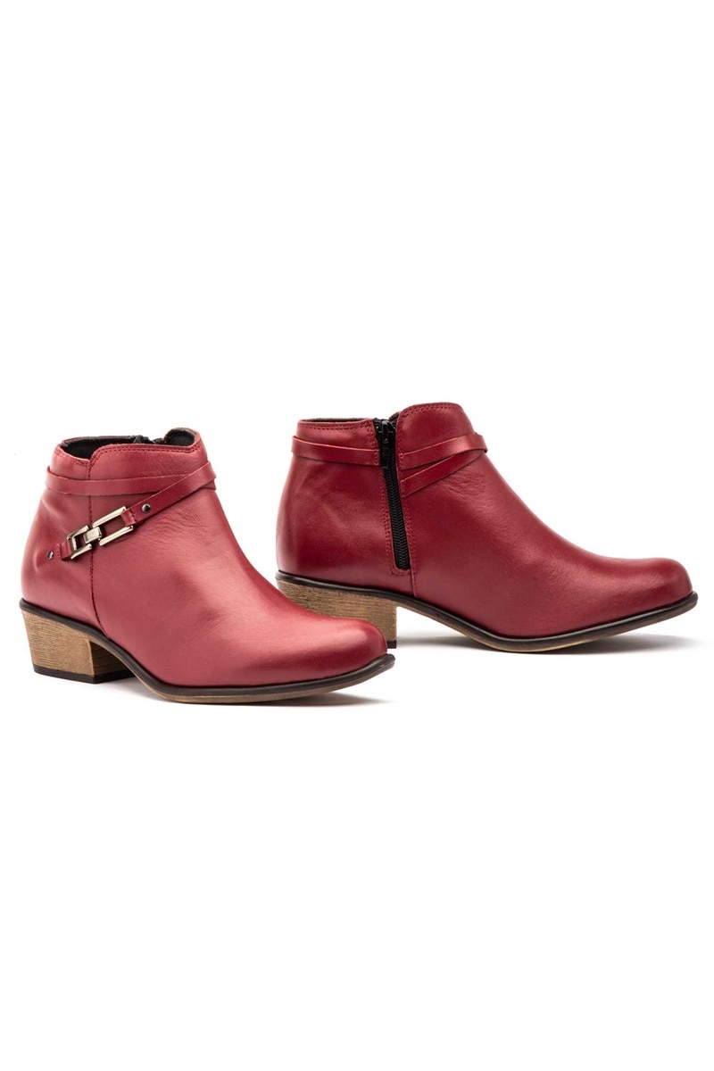 Botine Dama din piele naturala cu tos si curele Jam 21300 Bordo EU 40 ...