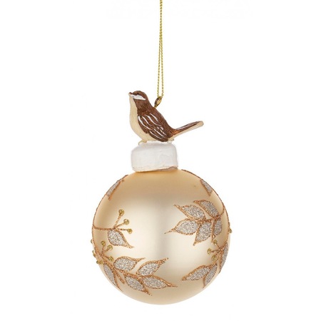 Set 6 globuri sticla aurie Frond 8 cm - eMAG.ro