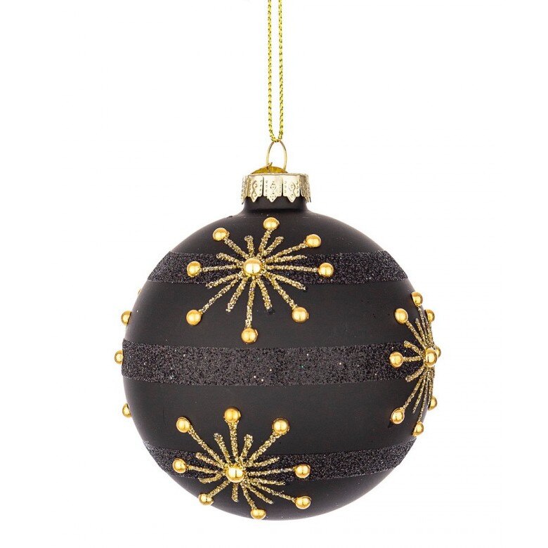 Set 12 globuri sticla neagra aurie Glimmer 8 cm - eMAG.ro