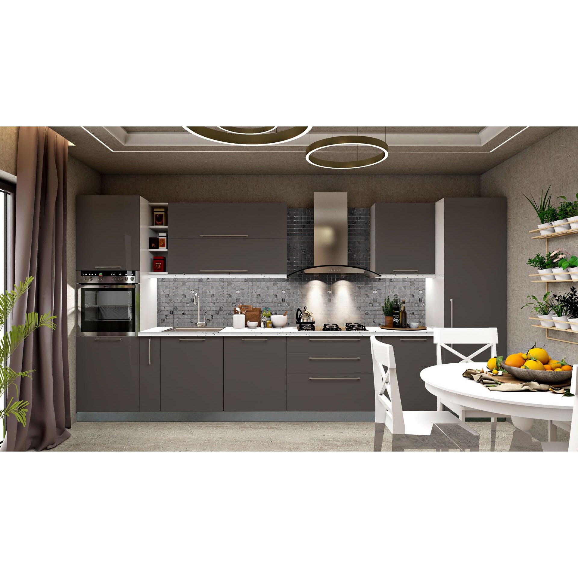 Set Bucatarie CHARM 01 410cm, Fronturi PAL Gri cobalt, Blat Andromeda ...