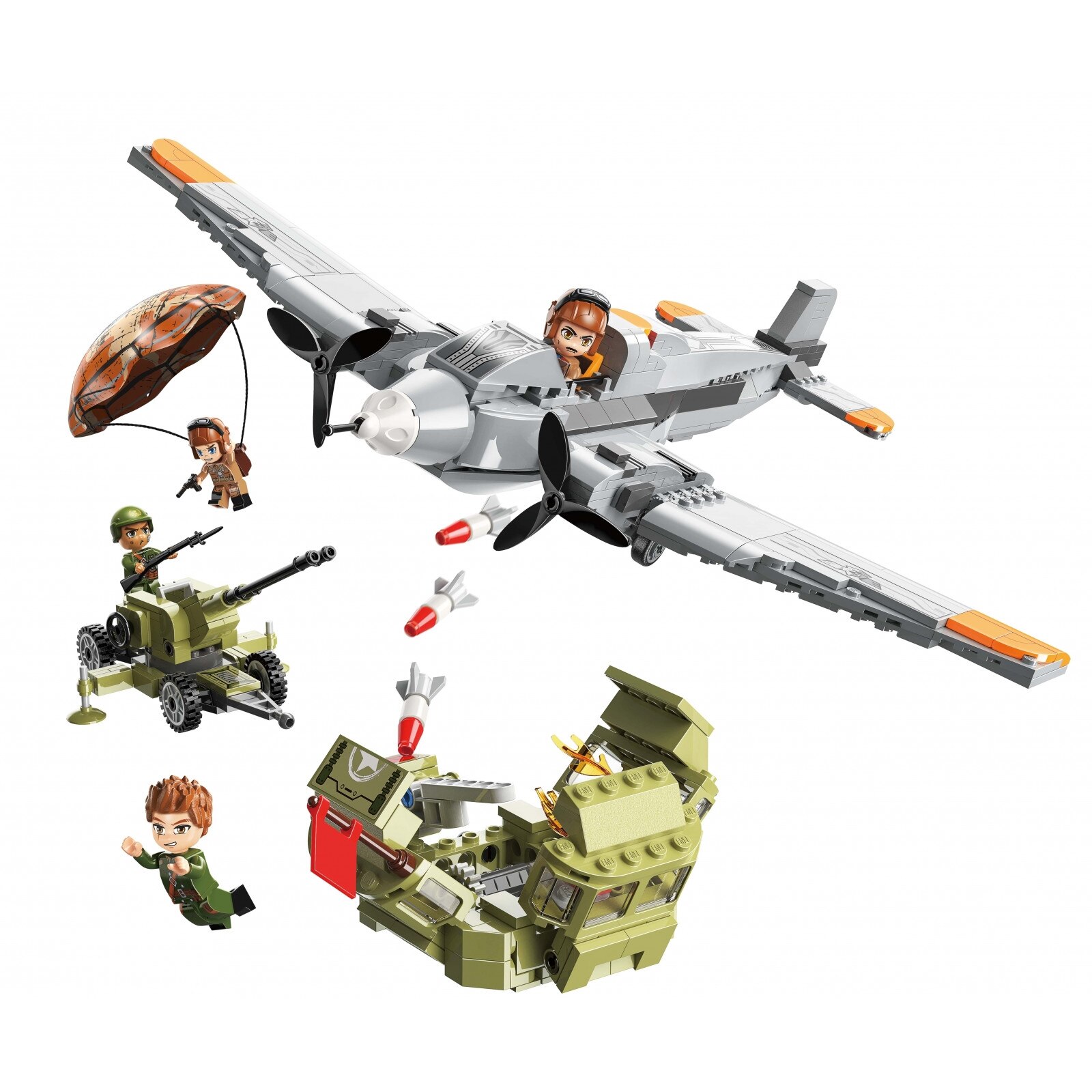 Set constructie, Qman, Combat Zone, Aerial Bombardement, 557 piese ...