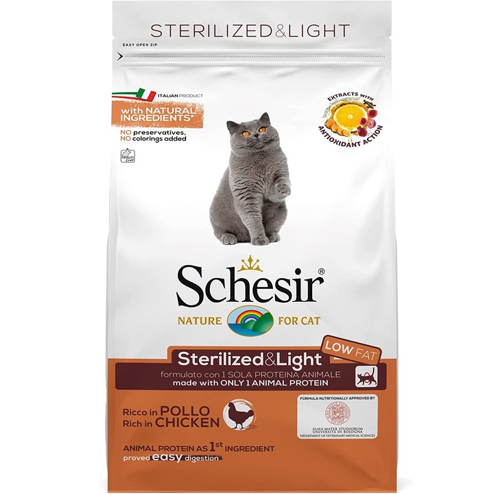 Храна за кастрирани котки Schesir Sterilized and Light, С пиле, 1.5кг - eMAG.bg