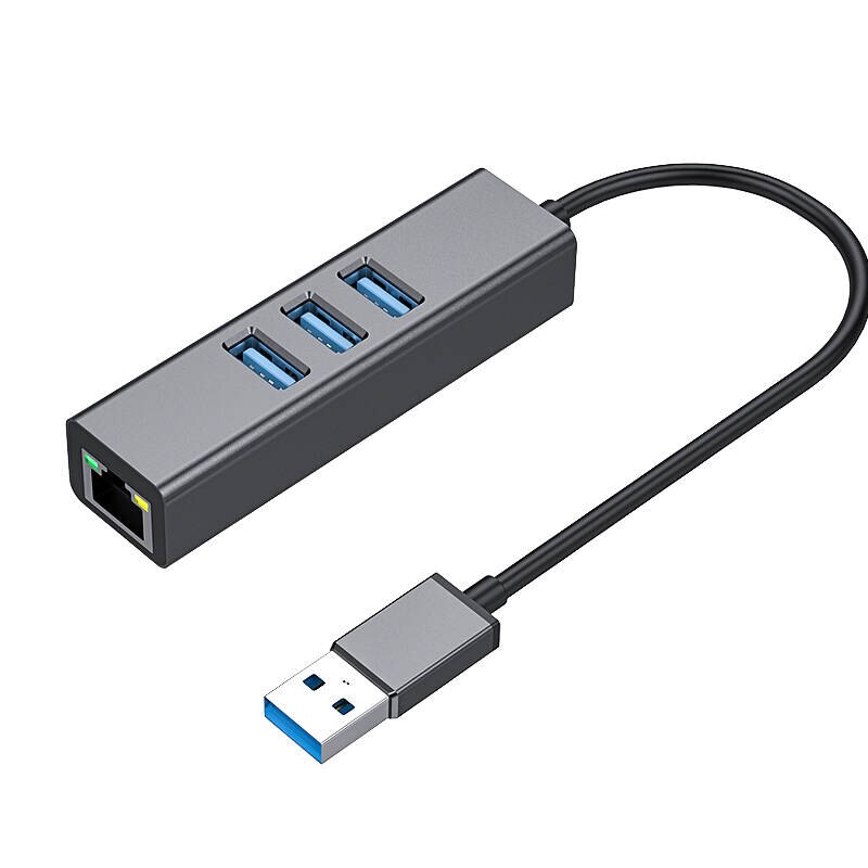 Adaptor Multiport Hub 4 in 1, USB/RJ45, Gri - eMAG.ro