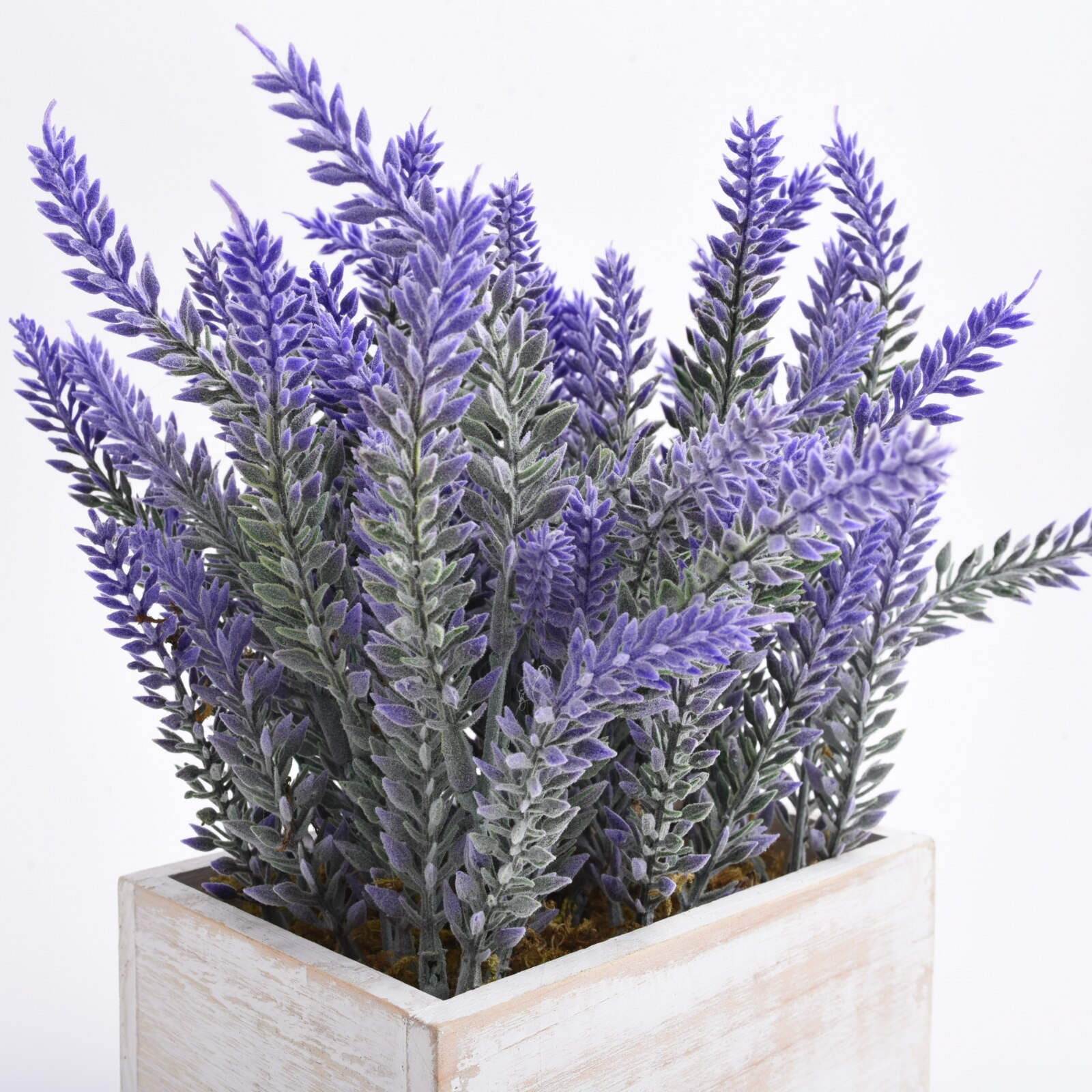 Set 2 Flori Artificiale de Lavanda in Ghiveci din Lemn, 25 x 15 x 10 cm ...