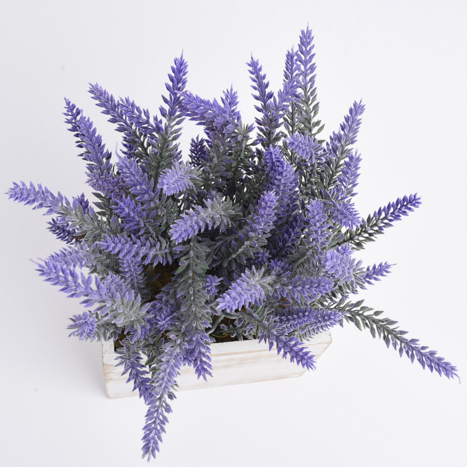 Set 2 Flori Artificiale de Lavanda in Ghiveci din Lemn, 25 x 15 x 10 cm ...