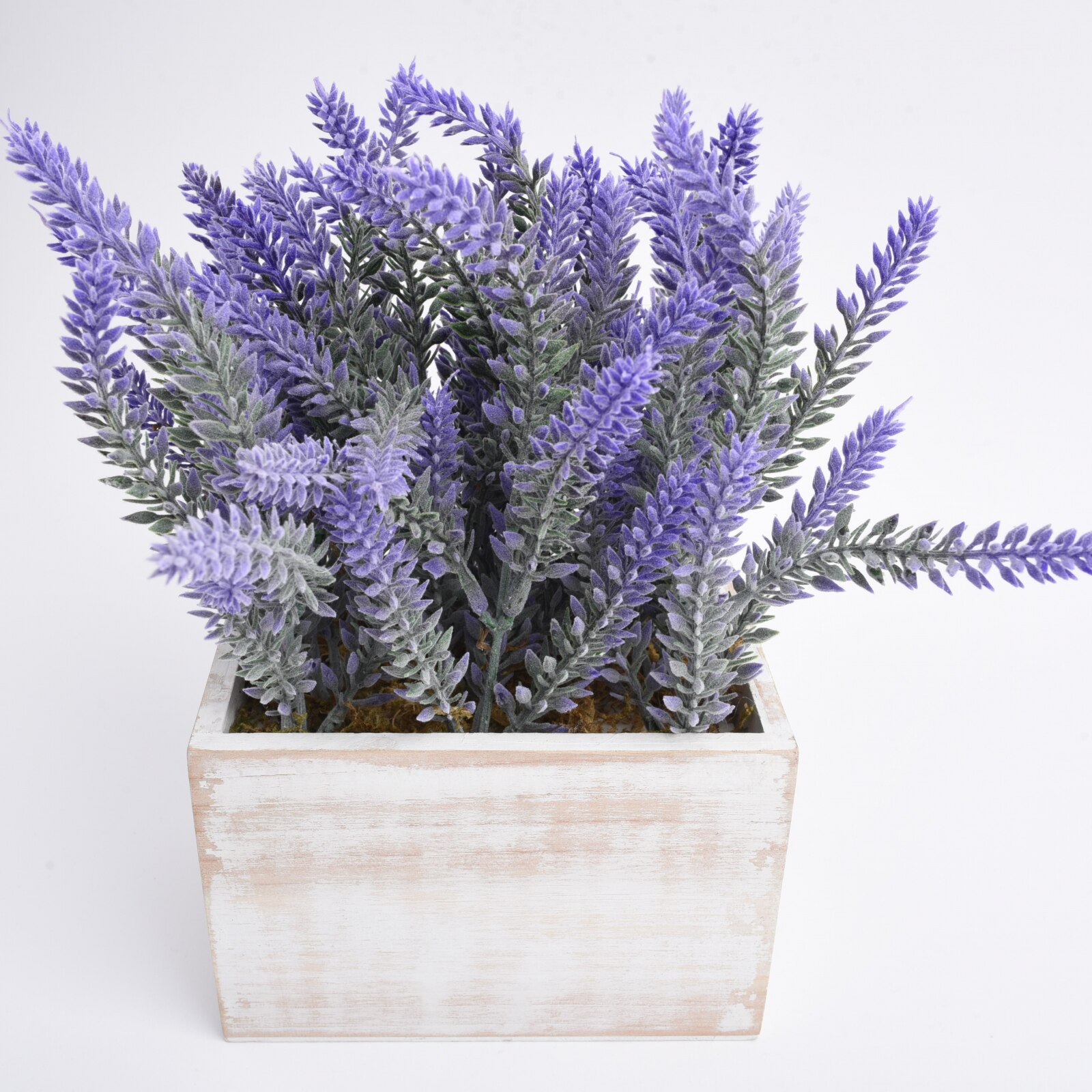 Set 2 Flori Artificiale de Lavanda in Ghiveci din Lemn, 25 x 15 x 10 cm ...