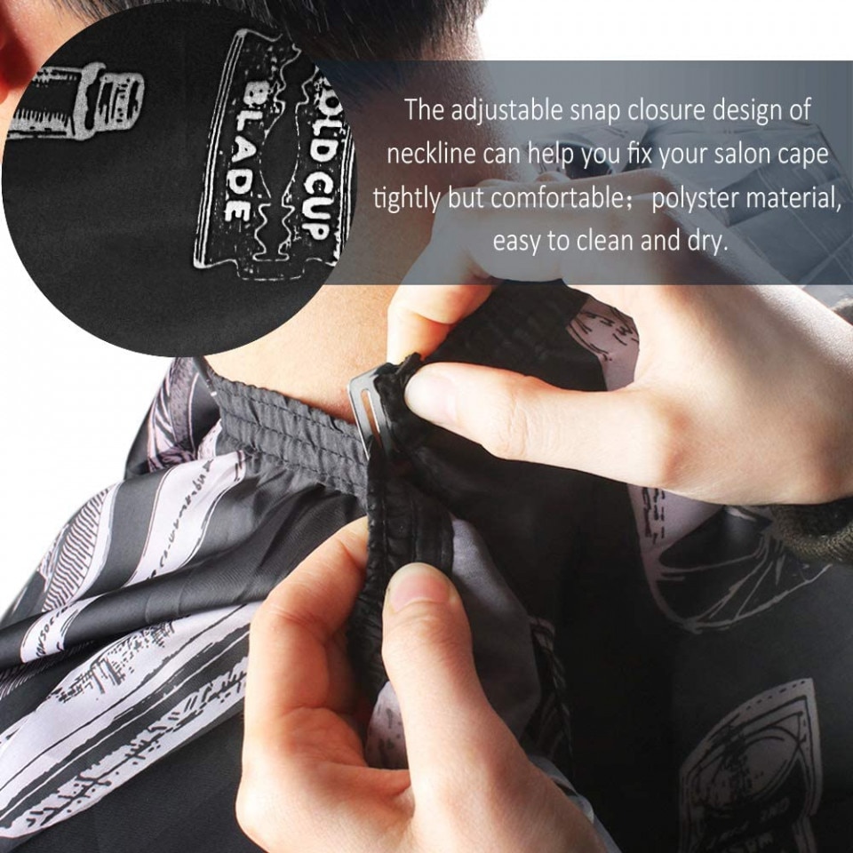 Set accesorii frizerie AdrianoZ, Multicolor, 2 piese, cu pelerina pentru tuns si pamatuf barber ...