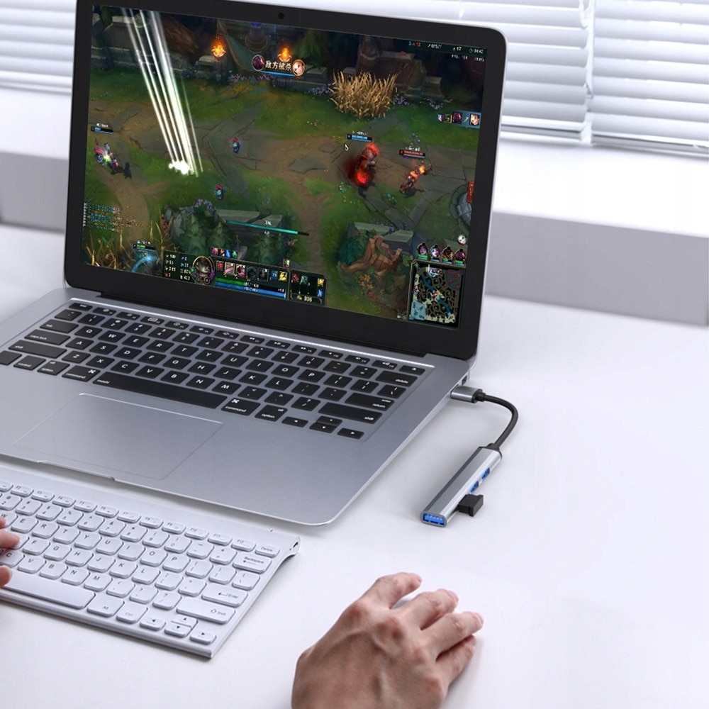 Adaptor Hub, Aluminiu, USB-C/USB 3.1/USB 3.0, Gri/Negru - eMAG.ro