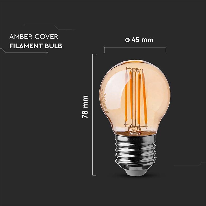 Bec LED 4W, Filament, E27, G45, Amber Cover, 2200K - eMAG.ro