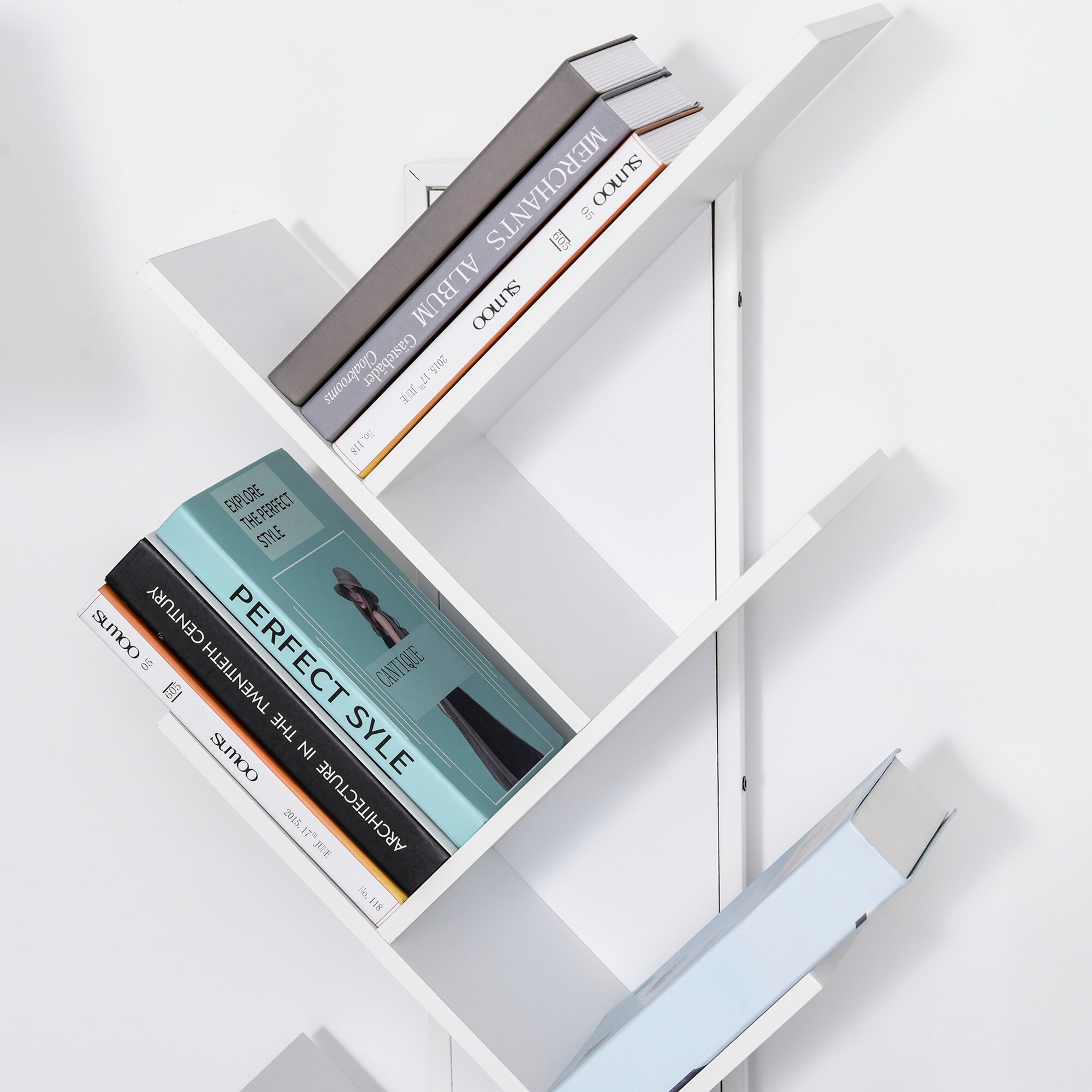 Raft lemn, Homcom, 10 rafturi, 50x28x142cm, Alb - eMAG.ro